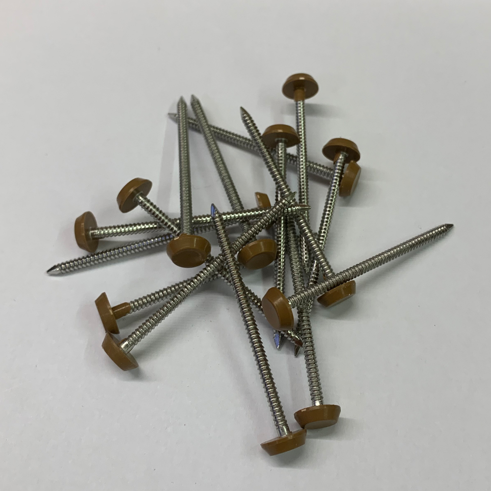Brown Fascia Nails 50 Pack Brown UPVC 40mm Poly Top Panel Pins - For ...
